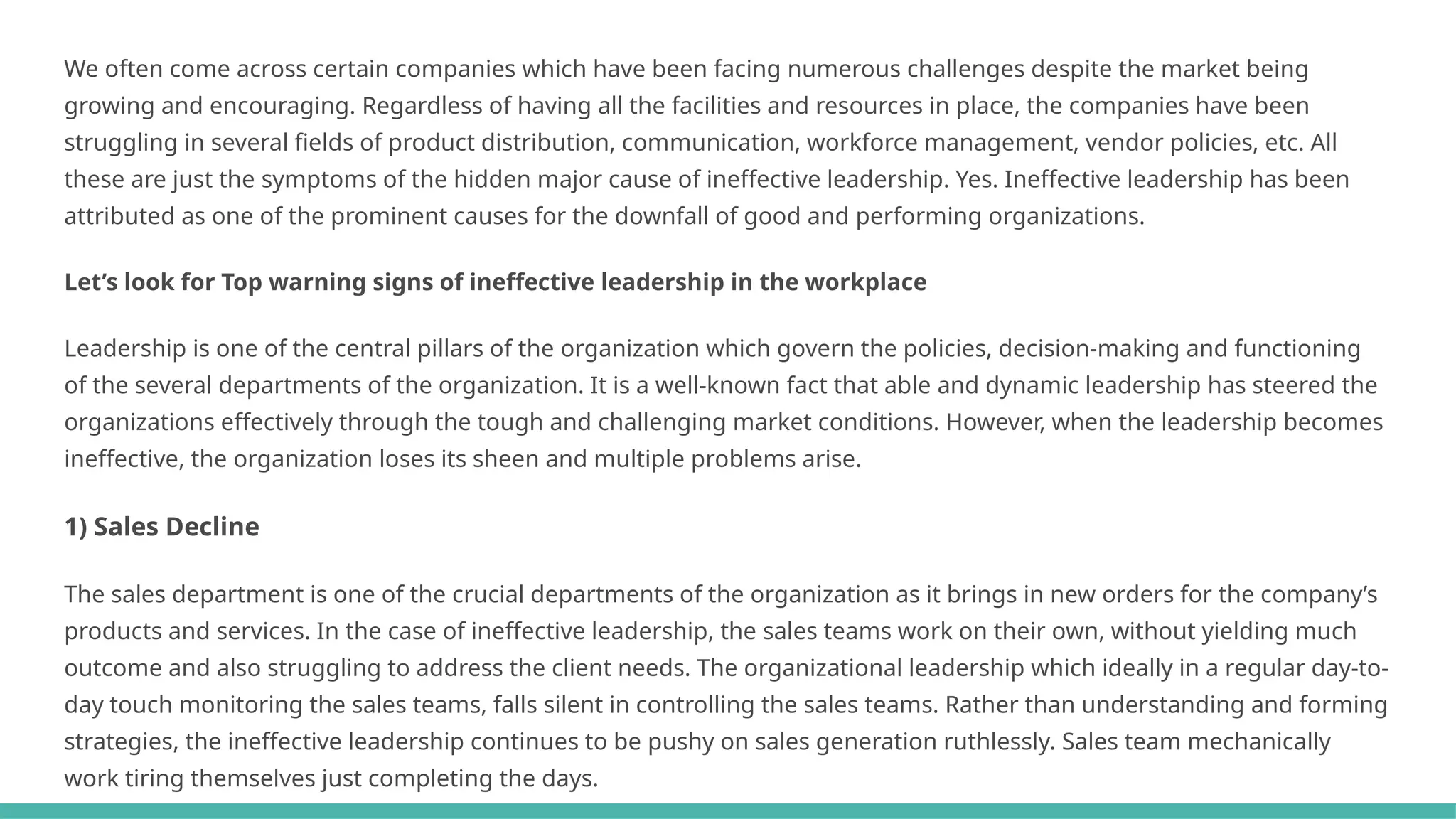 Alert! Top warning signs of ineffective leadership in the workplace | PPTX