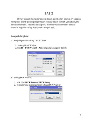 laporan praktikum menggunakan mikrotik | PDF