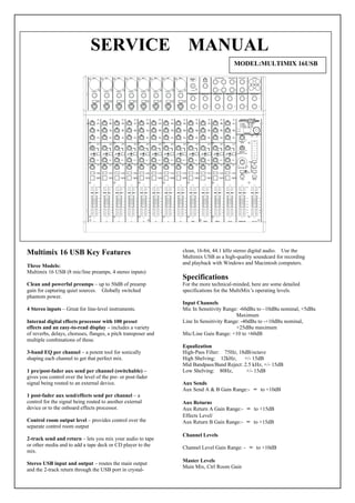 Alesis multimix 16 usb service manual | PDF