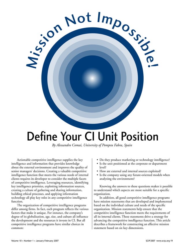 Define your CI Unit position 2007 | PDF