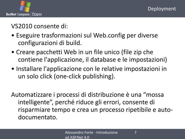 Alessandro Forte - ASP.Net 4.0 | PPT