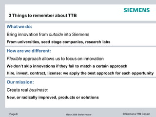 Overview of Siemens Technology-to-Business (TTB) Center - Alessandro ...