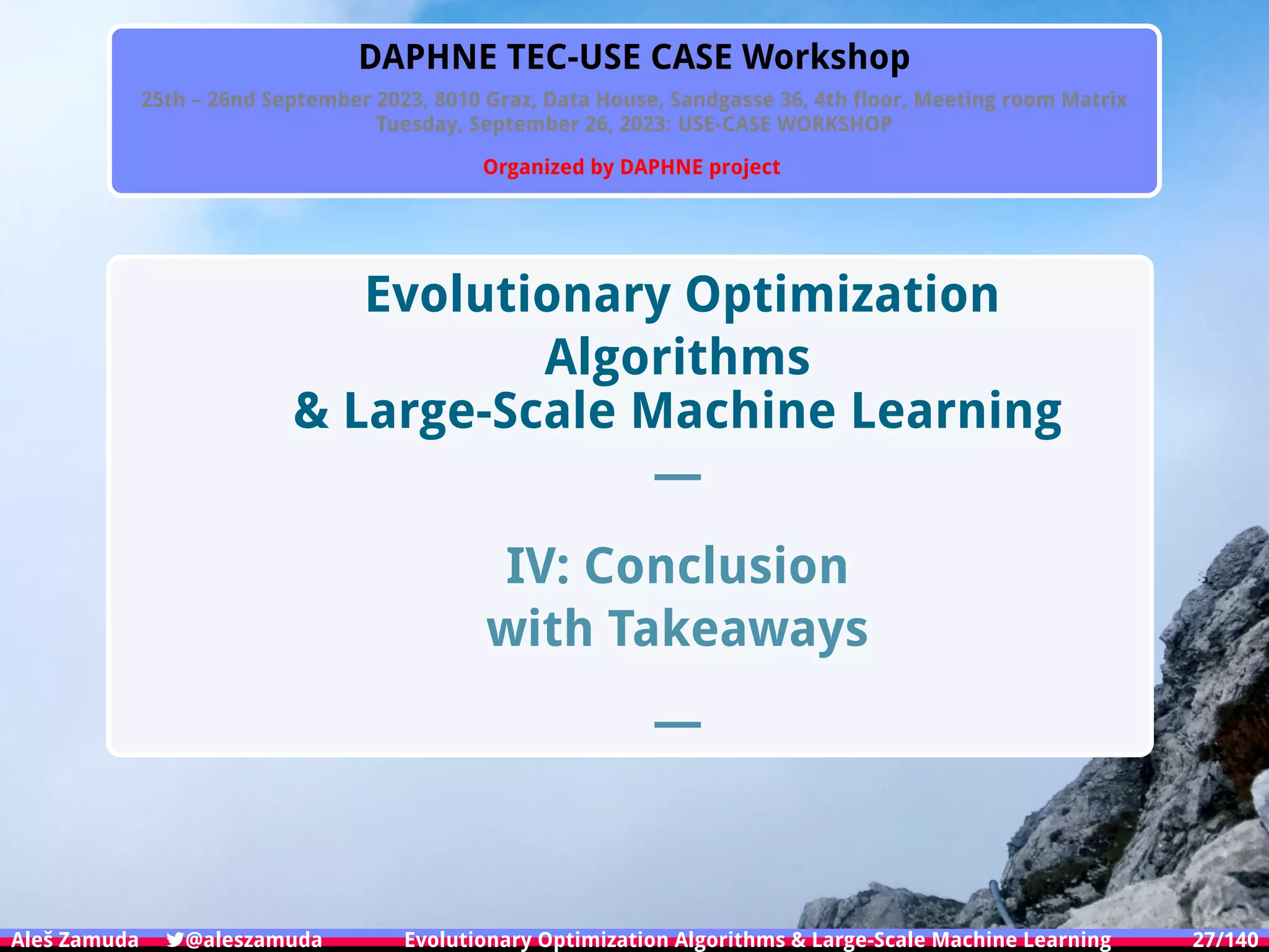 Evolutionary Optimization Algorithms And Large Scale Machine Learning