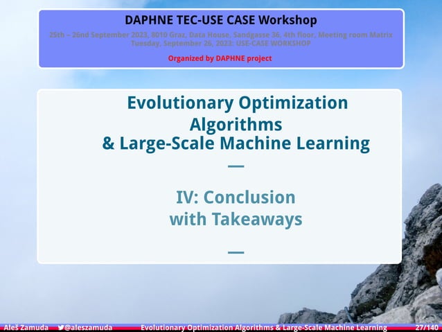 Evolutionary Optimization Algorithms And Large Scale Machine Learning