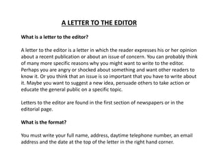 A letter to the editor | PPTX