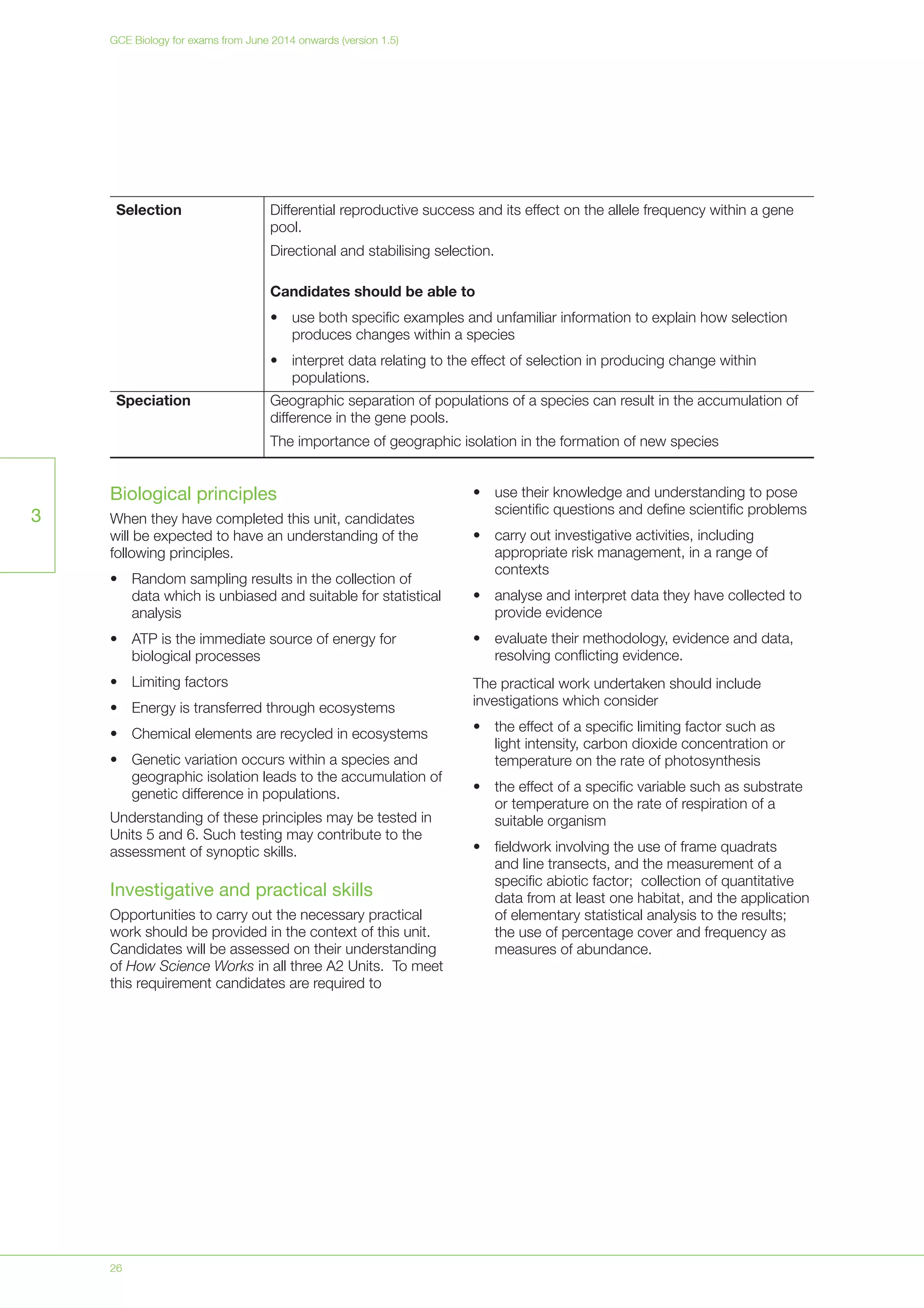 A level biology specification | PDF