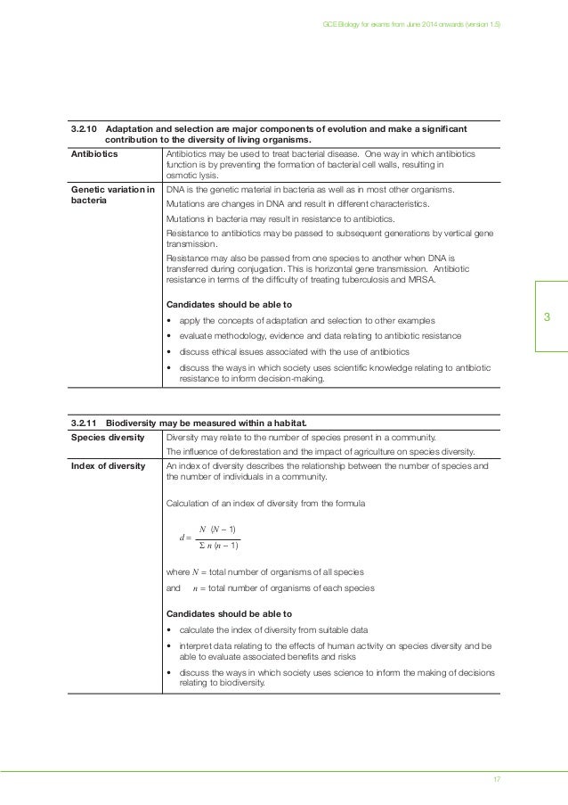 A level biology specification