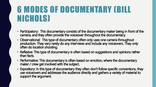Codes and Conventions of a documentary