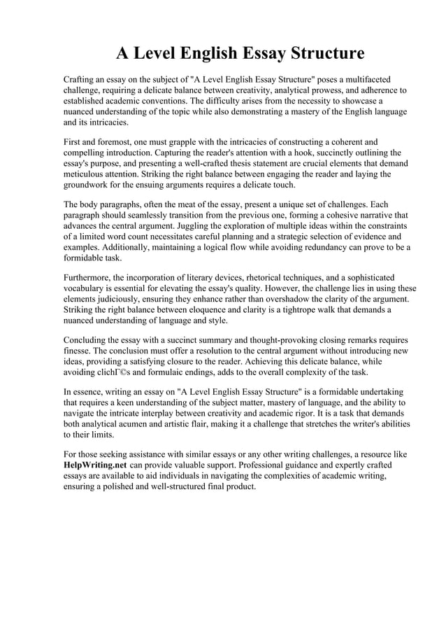 A Level English Essay Structure | PDF | Homework and Study | Education