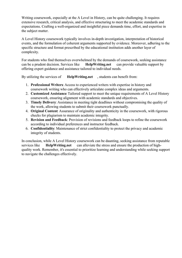 A Level History Coursework Structure. You will nee | PDF