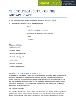 A LEVEL HISTORY ZIMBABWE | PDF