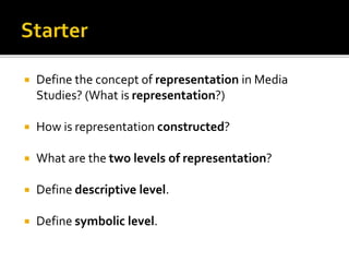 A level media representation lesson 2 semiotics | PPTX
