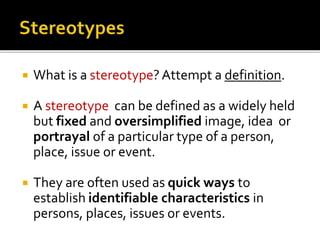 A level media representation lesson 3 stereotypes, countertypes and ...