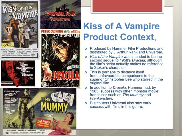 A level media studies y2 C1SA Kiss of The Vampire media language and representation | PPTX | Genres