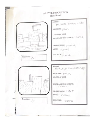 Story boards and shot lists for my a level piece | PDF