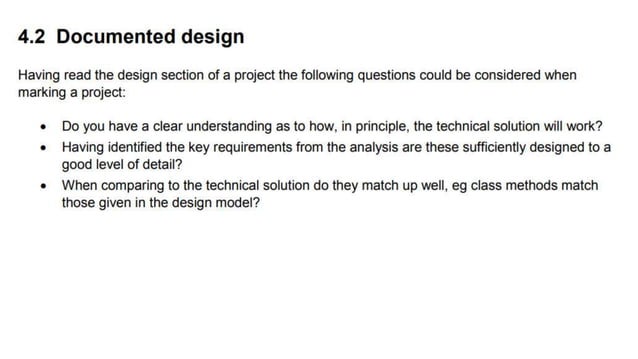A Level Project - Timetable - Documentation Requirements - Marking ...