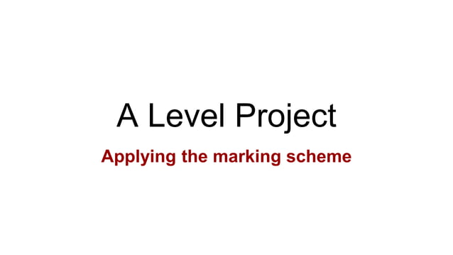 A Level Project - Timetable - Documentation Requirements - Marking ...