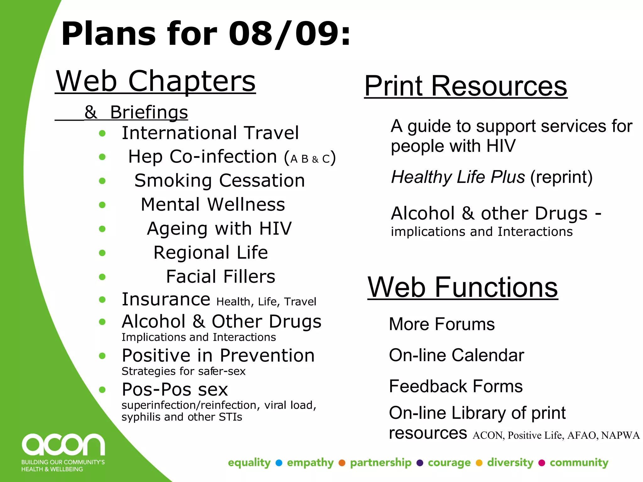 ACON Health Maintenance | PPT