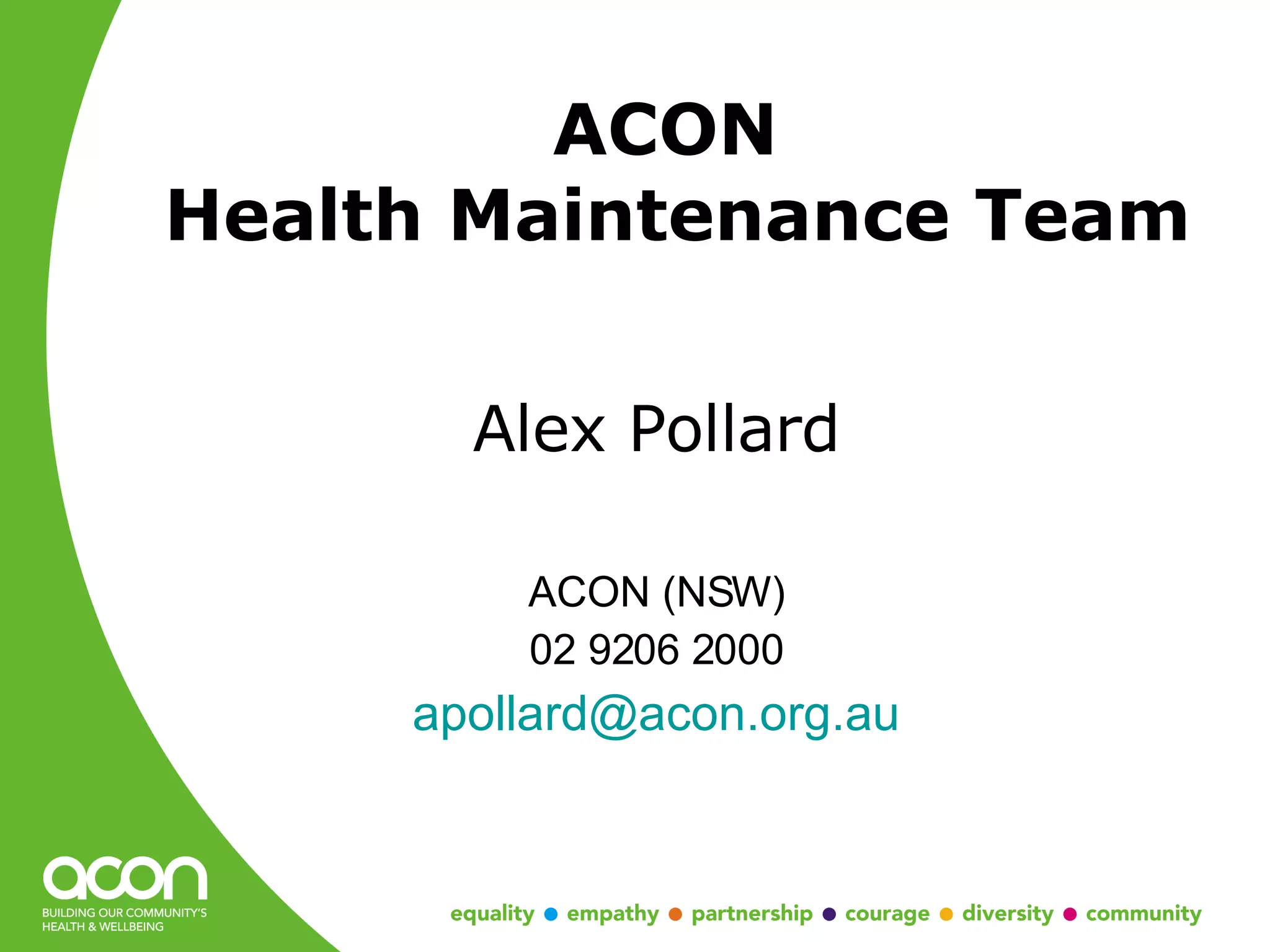 ACON Health Maintenance | PPT