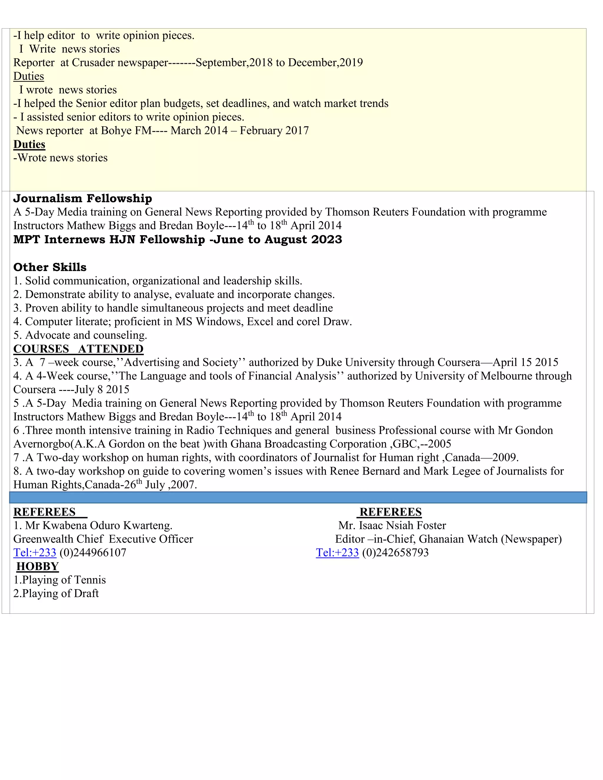 ALEX ABABIO CV | DOCX | Business | Business and Finance