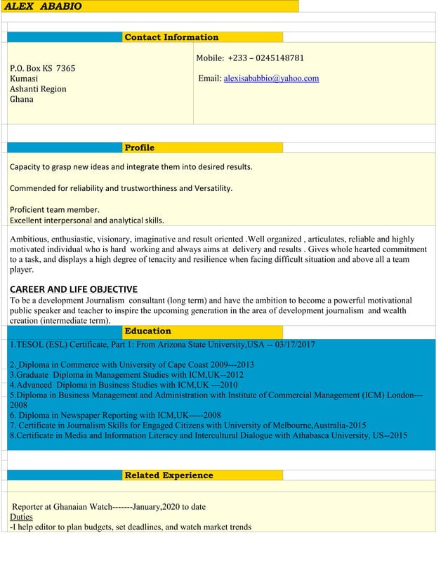 ALEX ABABIO CV | DOCX | Business | Business and Finance