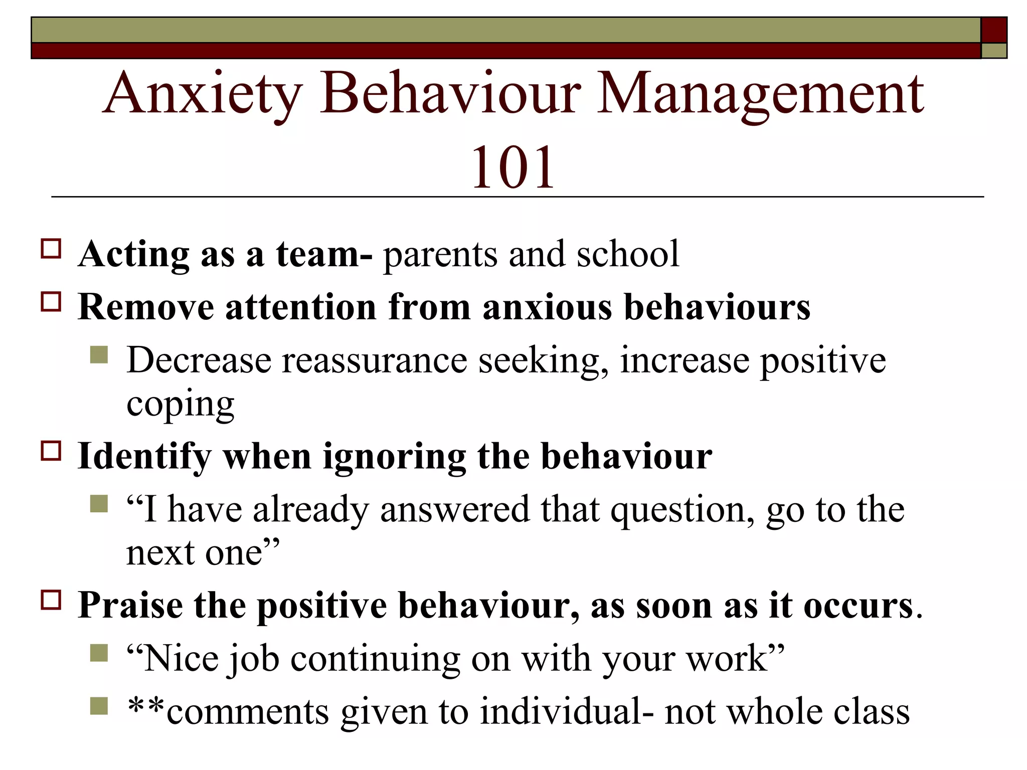 Dealing with Anxiety in the Classroom | PPT