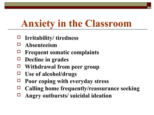 Dealing with Anxiety in the Classroom | PPT | Brain and Nervous System ...