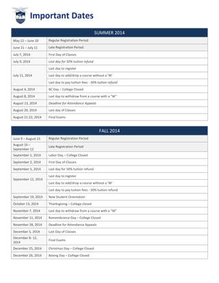 Alexander college-important-dates | PDF | College Planning | College ...