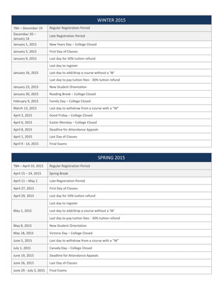 Alexander college-important-dates | PDF