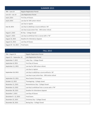 Alexander college-important-dates | PDF