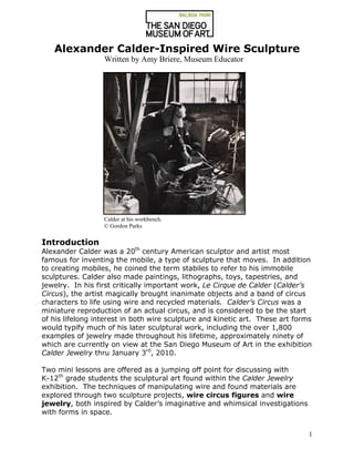 Alexander calder inspired-wire_sculpture_lesson_plan_october_2009 | PDF