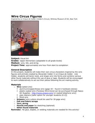 Alexander calder inspired-wire_sculpture_lesson_plan_october_2009 | PDF