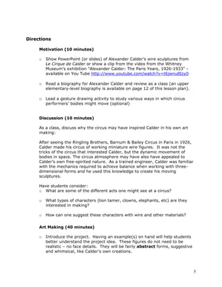 Alexander calder inspired-wire_sculpture_lesson_plan_october_2009 | PDF