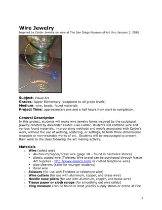 Alexander calder inspired-wire_sculpture_lesson_plan_october_2009 | PDF