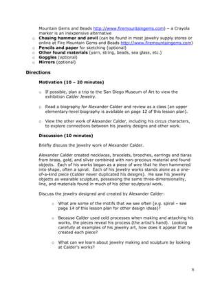 Alexander calder inspired-wire_sculpture_lesson_plan_october_2009 | PDF