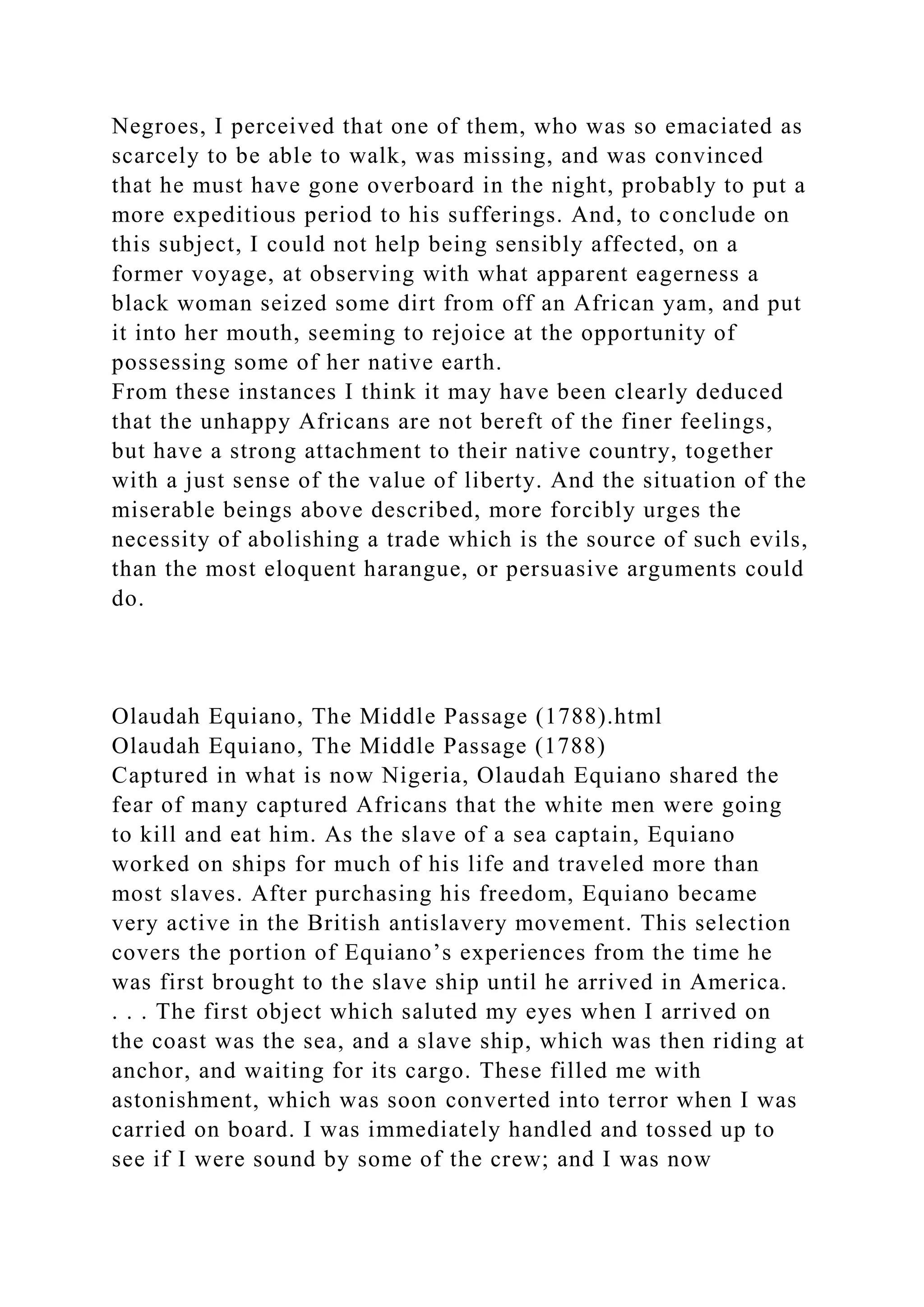 Alexander Falconbridge, The African Slave Trade (1788).htmlAle.docx ...