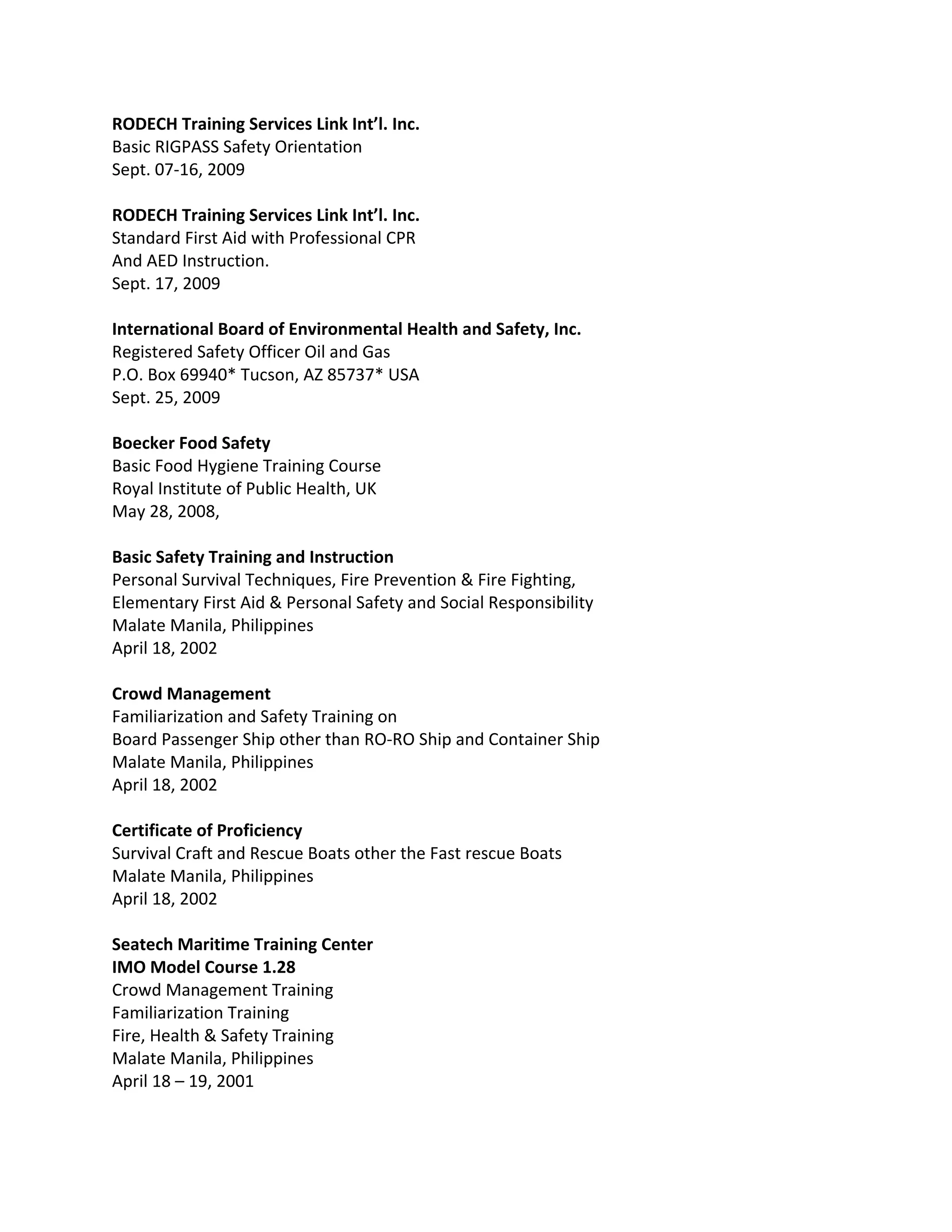 Alexander fernandez c.v. (safety advisor) | PDF