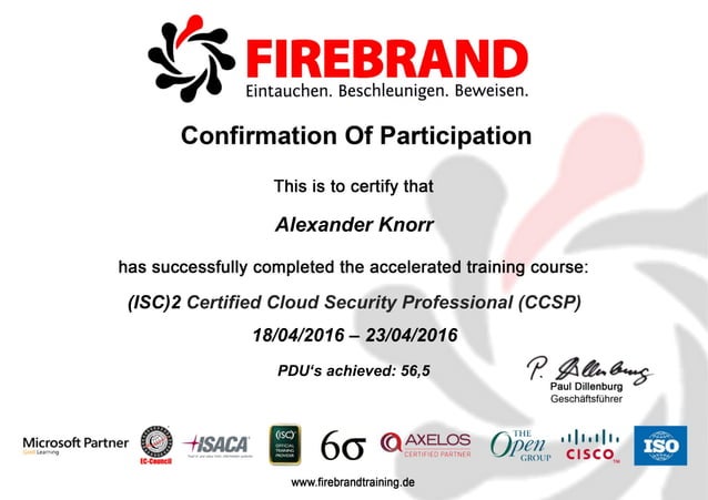 Alexander Knorr ISC2 Certified Cloud Security Professional (CCSP) | PDF
