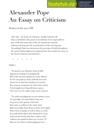 Alexander Pope An Essay on Criticism.pdf | Poetry | Books and Literature