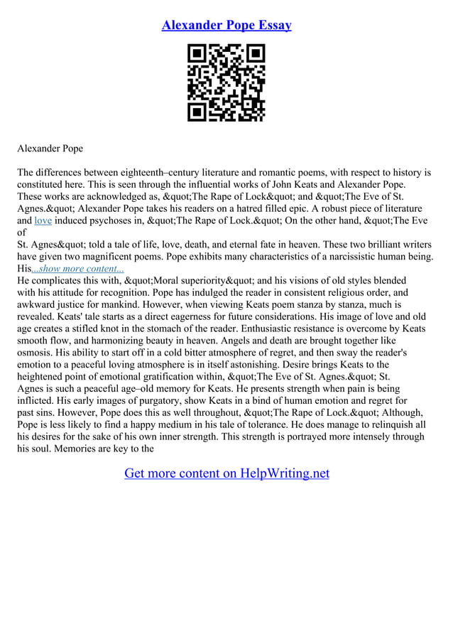 Alexander Pope Essay | PDF