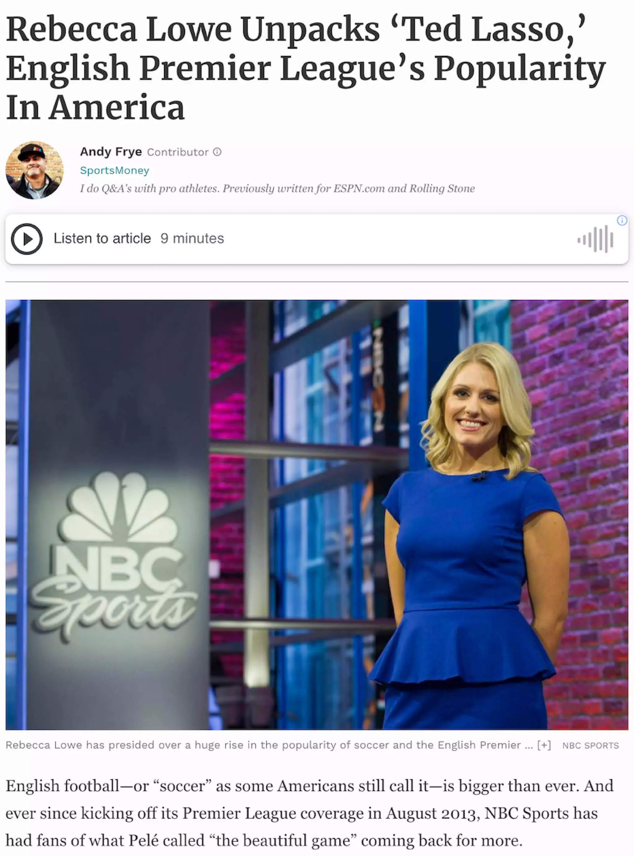 Rebecca Lowe Unpacks ‘Ted Lasso,’ English Premier League’s Popularity ...