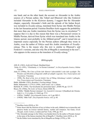 Alexander The Great In The Shahnameh Of Ferdowsi | PDF