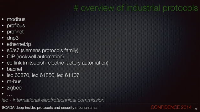 CONFidence 2014: Alexander Timorin: SCADA deep inside: protocols and security mechanisms | PDF