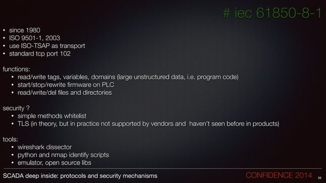 CONFidence 2014: Alexander Timorin: SCADA deep inside: protocols and security mechanisms | PDF