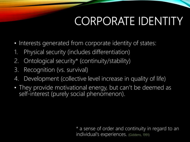 Collective Identity Formation and The International State | PPTX | Politics