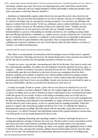 Alexander wendt, anarchy is what states make of it the social ...