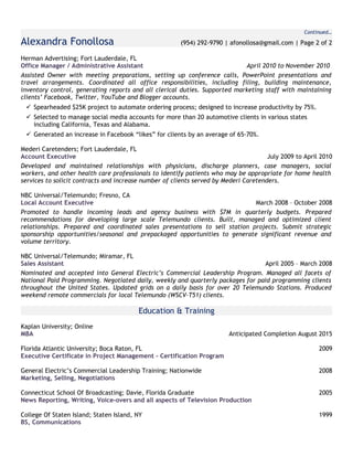 Alexandra Fonollosa Resume, Orlando, FL ~ office manager ...