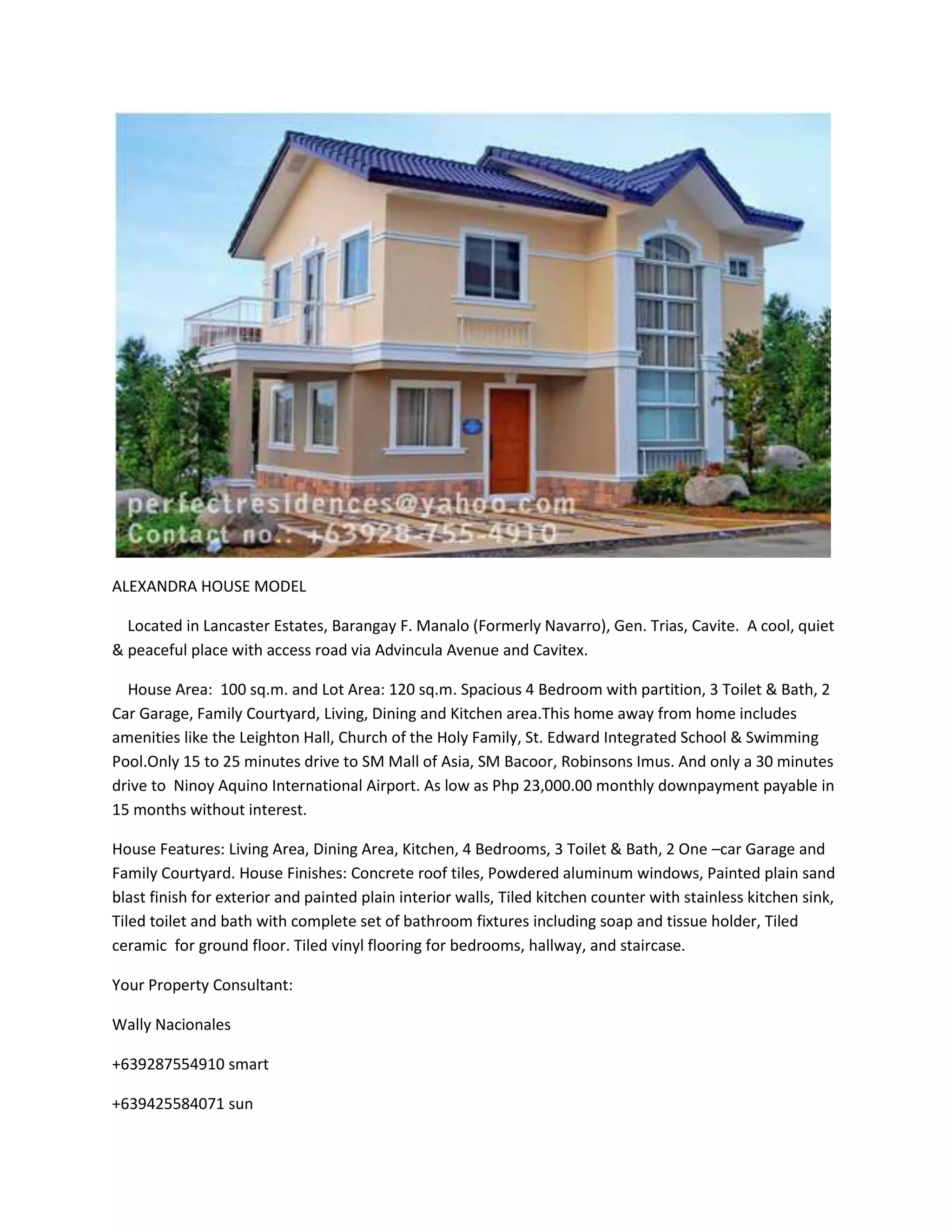 ALEXANDRA HOUSE MODEL AT LANCASTER NEW CITY CAVITE PHILIPPINES | DOCX