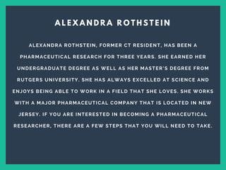 Alexandra rothstein, former ct resident how to become a pharmaceutical ...