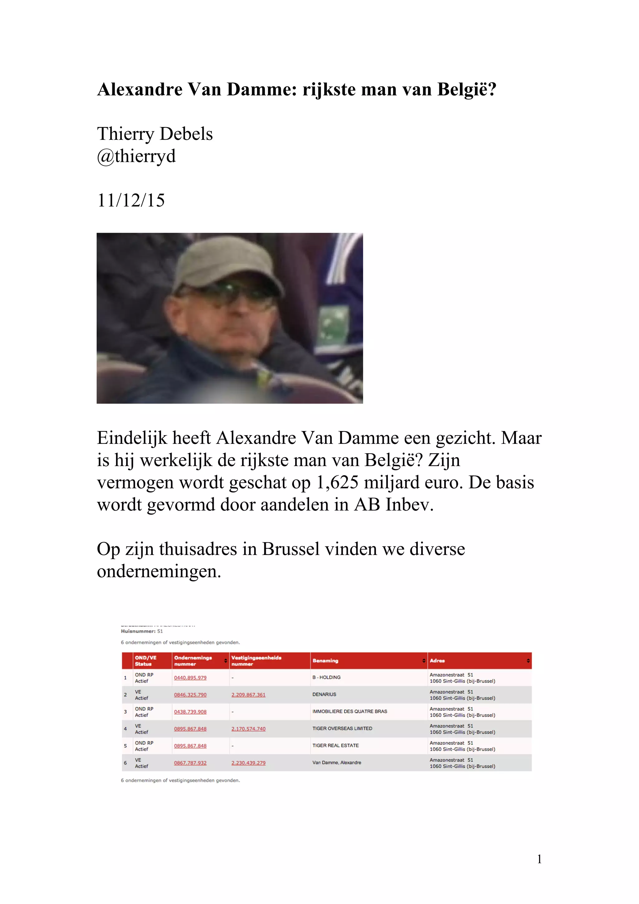 Alexandre Van Damme: rijkste Belg? | PDF